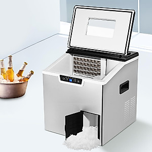 Self Dispensing Nugget Ice Maker, Crunchy Pebble Ice Maker, Countertop Crushing Ice Maker for Home Office Party RV, Portable Fast Ice-Making Automatic Cleaning Ice Maker