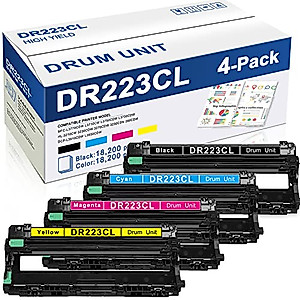 DR223CL Drum Unit Set(4, Pack 1Black 1Cyan 1Magenta 1Yellow) VAENK Compatible Replacement for Brother DR223CL Drum MFC-L3770CDW MFC-L3750CDW HL-3210CW HL-3230CDW HL-3270CDW HL-3290CDW Printer