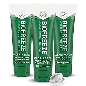 Biofreeze Pain Relief Gel, Knee & Lower Back Pain Relief, Sore Muscle Relief, Neck Pain Relief, Shoulder Pain Relief, Pharmacist Recommended, FSA Eligible, 3 Pack (4 FL OZ Biofreeze Menthol Gel)