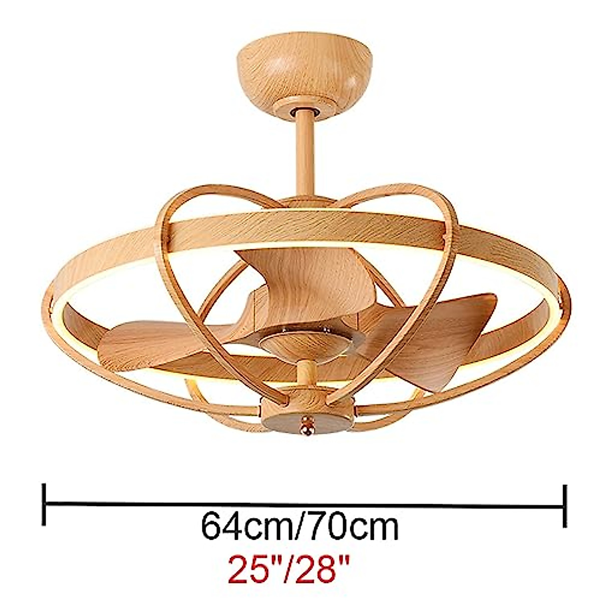 Ceiling Fans with Lights, Indoor Ceiling Fan with Reversible DC Motor, for Patio Bedroom Living Room (Size : 64cm/25in)