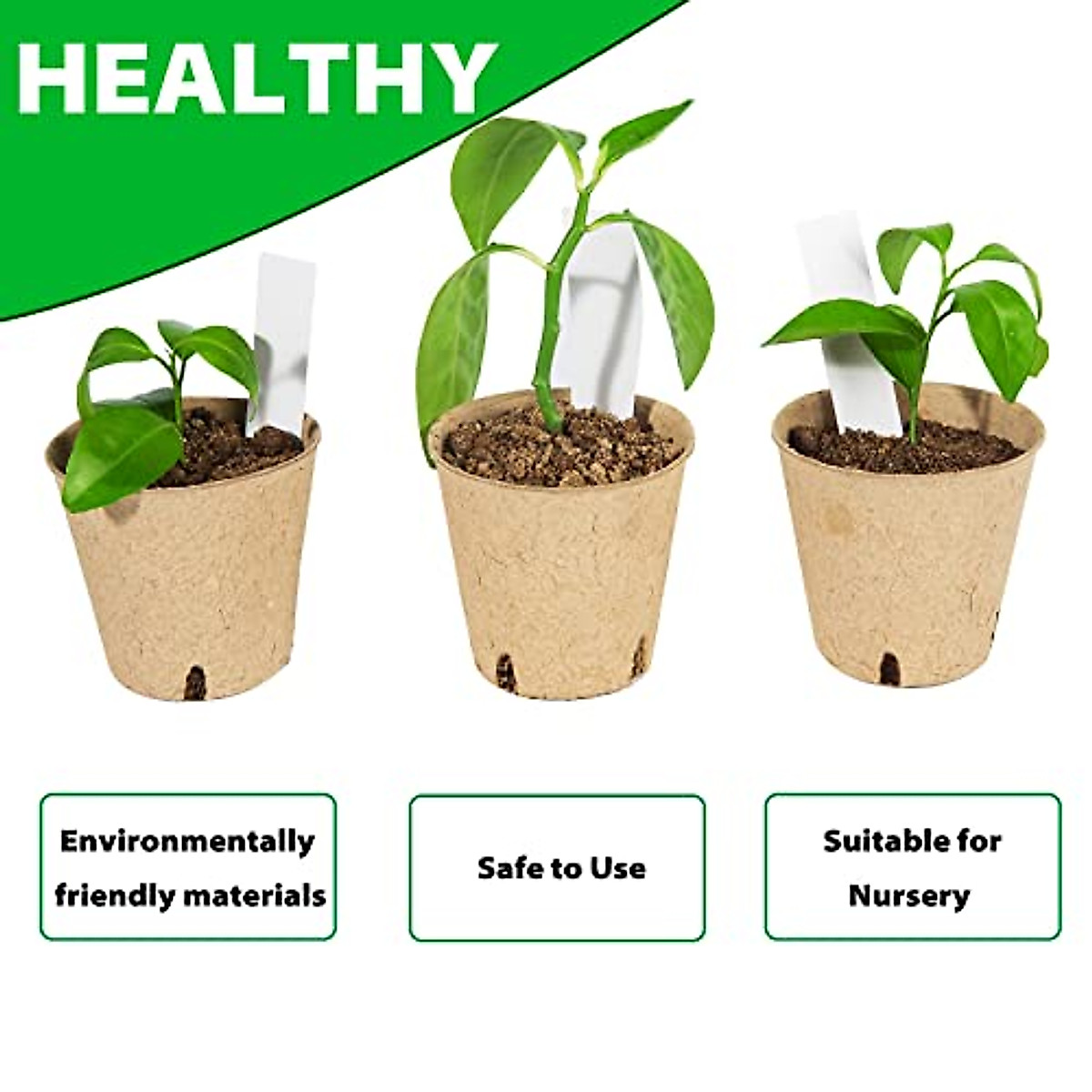 Baxrou 120 Packs 3.15 Inch Peat Pots Plant Starters for Seedling, Biodegradable Herb Seed Starter Pots Kits, Seedling Pots, Garden Germination Nursery Pot wit 30 Plant Labels, 2 Transplant Tools.