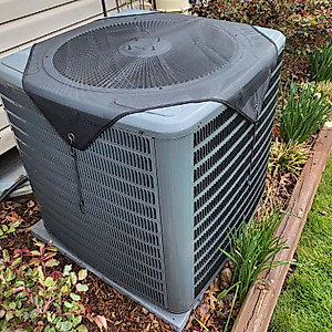 F&J Outdoors Central Air Conditioner Cover for Outside Units, Black Top Net Breathable AC Cover (Mesh, 32"x32")