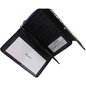 MUNDI Women's Vegan Faux Leather MY BIG FAT WALLET Flap RFID Clutch Ladies i656x (Blue Floral)