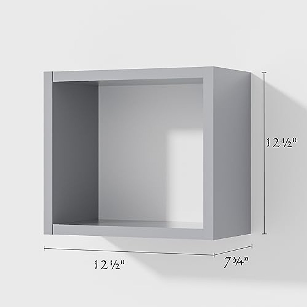 Kaboon Square Cube Floating Shelves Set2, Display Shelves Wall Mount 7.75" D x 12.5" W x 12.5" H, (Gray, 2 Cubes)