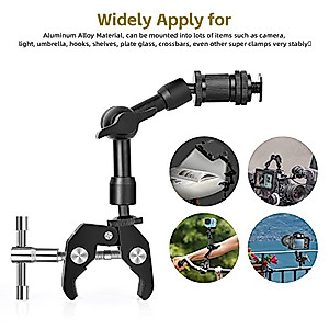 UTEBIT 7 inch Articulating Friction Arm with Large Super Crab Clamp and Hot Shoe Mount 1/4" Magic DSLR Tripod Arms Kit for Photography, Video, Camera Rig, LED Light, Flash Light, LCD Monitor