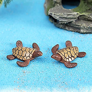 MAOMIA 10 Pcs Resin Beach Sea Turtle Miniature Figurines, Fish Tank Decoration Fairy Garden Dollhouse Landscape Decor Ornament