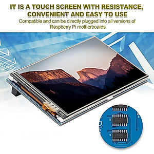 fo sa Monitor Display Raspberry Pi 3.5 Inch 480x320 TFT LCD Touch Screen Display Resistor for Raspberry Pi with Stylus Pen, Size 85.42 x 55.60 mm