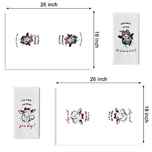 Seliem Funny Farm Cow Kitchen Dish Towel, Kitchen Closed The Heifers Had it I’ll Lick The Dishes You Dry Sign Tea Bar Hand Drying Cloth, Country Farmhouse Fun Animal Decor Home Decorations 18” x 26”