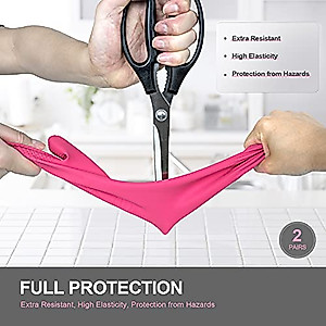 DABOGOSA Mamison 2 Pairs Reusable Waterproof Household Dishwashing Cleaning Rubber Gloves, Non-Slip Kitchen Glove(Medium)