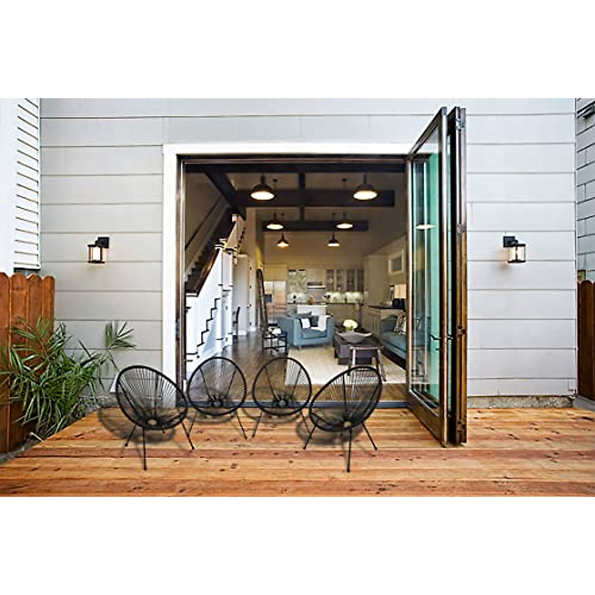 Acapulco Woven Lounge Chair for Indoor and Outdoor Use (4PC Black)