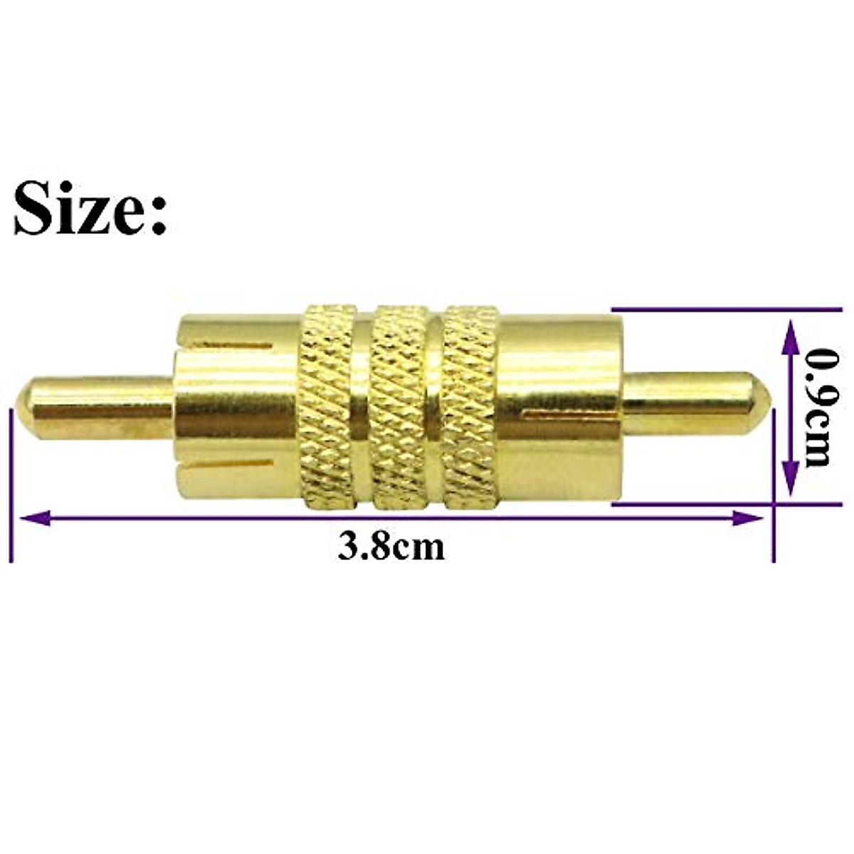 AAOTOKK RCA Coupler Connector Gold Plated RCA Male to Male RCA Adapter Extension AV/TV Audio Video Cable Metal Connector (5 Pack)