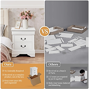 Yaheetech Fully-Assembled Nightstands Set of 2, 2-Drawer Nightstands Large Classic Bedside Tables with Storage, Wooden Painted Storage Cabinet for Bedroom, 21.5″L×16″W×24.5″H, White