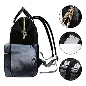 Powerful Tornado Diaper Bag Backpack Large Capacity Mommy Bags Multifunction Nappy Bag Travel Back Pack Black-Style