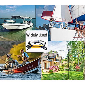 Boat Rope Ladder, 5 Step Heavy Duty 400Lbs Strength Rope Ladder for Inflatable Boat, Fishing Boat, Kayak, Motorboat, Canoeing, Extra Long Portable Marine Boarding Rope Ladder (Black)