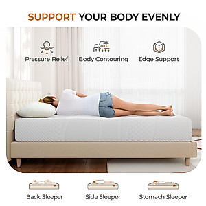 Sweetnight Full Mattress, 12 Inch Full Memory Foam Mattress, Gel Infused & Perforated Foam for Staying Cool & Pressure Relief, Full Size Bed Mattress in a Box