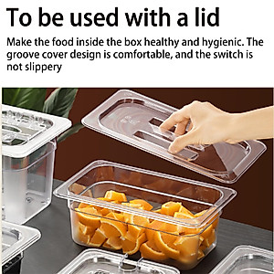 6 Pack 4'' Deep Plastic Clear Food Pan with Lids,Commercial Stackable Polycarbonate Pan with Capacity Indicator,Acrylic Food Storage,Restaurant Supplies for Kitchen (1/4 Size 4''Deep)