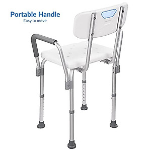 AW Medical Bath Shower Seat Adjustable Height Bathtub Bench Chair Stool with Armrest Back for Safety Support 220lbs