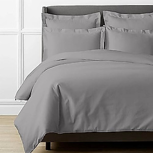 Kotton Culture Plush Modern Duvet Cover Set 3 Piece with Zipper Closure & Corner Ties 100% Egyptian Cotton 1000 TC Luxury 1 Duvet Cover 2 Pillow Shams (California King/King Silver)
