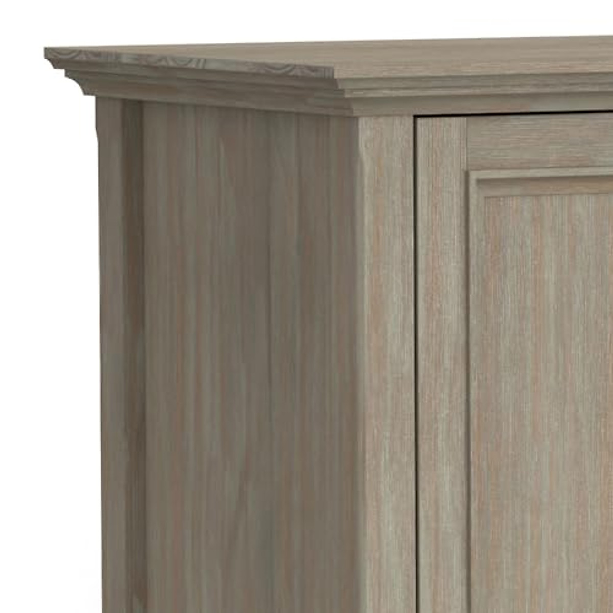 SIMPLIHOME Amherst SOLID WOOD 72 Inch Wide Transitional TV Media Stand in Distressed Grey for TVs up to 80 Inch, For the Living Room and Entertainment Center