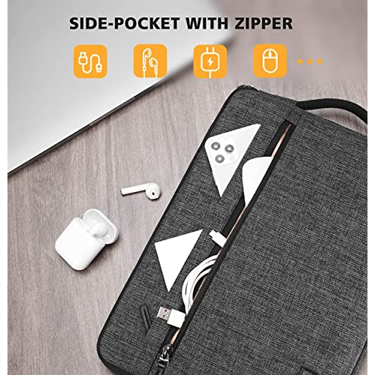 KIZUNA Laptop Sleeve 11 Inch Water-Resistant Computer Case Hand Bag for 13" MacBook Pro M2/13 Surface Pro 8 X/13.4" DELL XPS 13/12.4" Samsung Galaxy Tab S7/11.6" Samsung Chromebook 4/13.3" ASUS, Grey