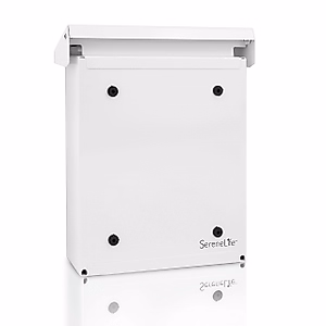 SereneLife SLMAB01 Weatherproof Wall Mount Mailbox-Outdoor Galvanized Metal Key Large Capacity, Commercial Rural Home Decorative & Office Business Parcel Box Package Drop Slot Secure Lock, White