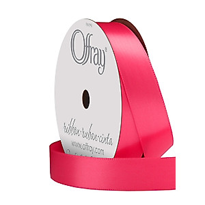 Berwick Offray 264584 5/8" Wide Single Face Satin Ribbon, Shocking Pink, 6 Yds