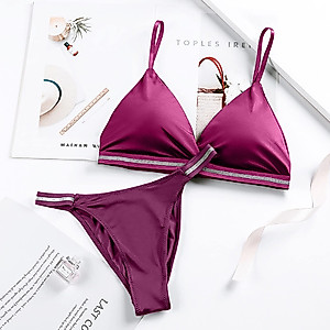 Sec Toys, Sexy Lingerie For Women Nightgowns Bodysuit Thong Women's Solid Color Premium Comfortable Ice Silk Thin Cup Bra Panties Set Fishnet Bodysuit Lingere Sex Toysex Couples (S, Hot Pink)