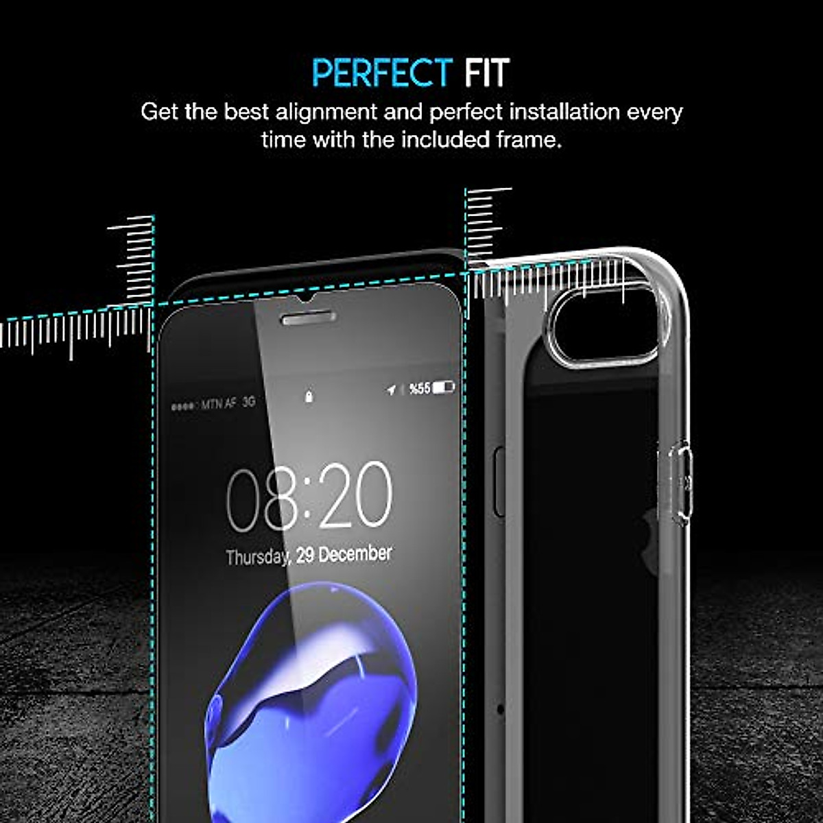 Purity Glass Screen Protector for iPhone 8 / iPhone 7 / SE 2020 (3-Pack) [w/Installation Frame] Tempered Glass Screen Protector Compatible with Apple iPhone SE 2nd Gen, 8, 7 (4.7-in) [Case Friendly]