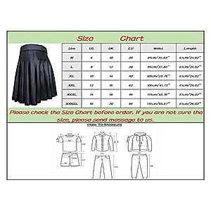 Mens Vintage Gothic Punk Pleated Skirts Classic Faux Leather Utility Kilt Scottish Fashion Desigened Tactical Gladiator Medium