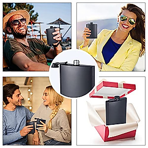 2 Pack Hip Flasks for Liquor Matte Black 8 Oz Stainless Steel Leak-proof Thin Flasks with 2pcs Funnels and Cups for Wedding Party, Groomsman, Bridesmaid, Gift