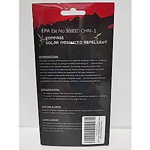 Solar Ultrasonic Outdoor Mosquito Repellent Bug Zapper Outdoor with Compass, Zapper Mosquito Can be Hung Zapper Electronic Insect Killer Design for Camping, Mountaineering, Picnic, Cycling