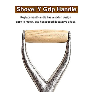 CALIDAKA Shovel D Grip Handle 3.1cm/1.22inch Inside Diameter Metal Shovel Replacement Handle with Wooden Grip Spade Handle for Garden Digging Raking Tool 9.05x4.7inch
