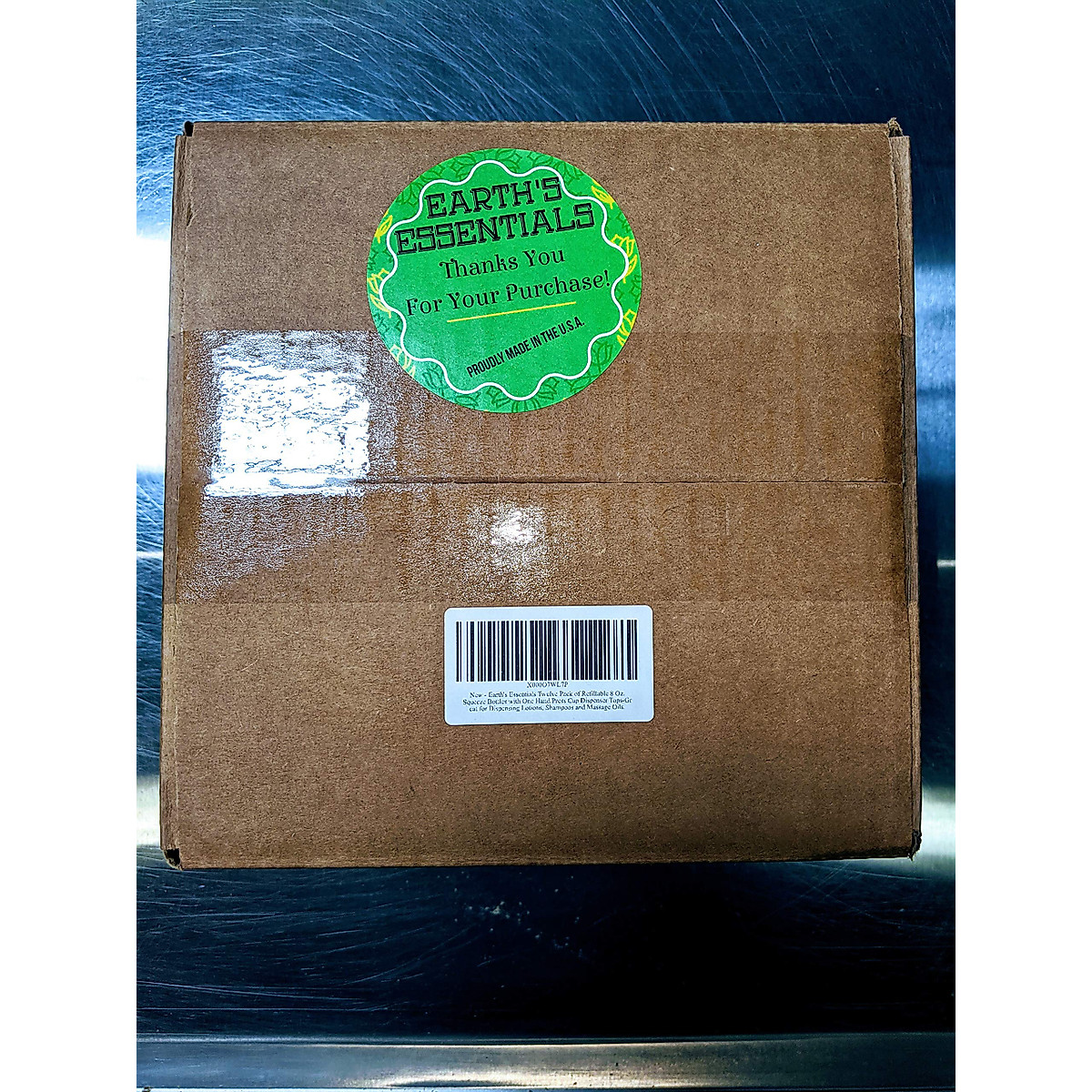 Earth's Essentials 12 Pack Of Refillable Eight Ounce. Squeeze Bottles With One Hand Press Cap Dispenser Tops-Great For Dispensing Lotions, Shampoos and Massage Oils.