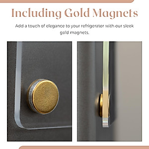 AJA House Acrylic Magnetic Fridge Calendar - Clear Refrigerator Dry Erase Board Calendar | Magnetic Monthly Grid And Weekly Planner Section | 15’’x17’’ Vertical Fridge Calendar | Gold Magnets