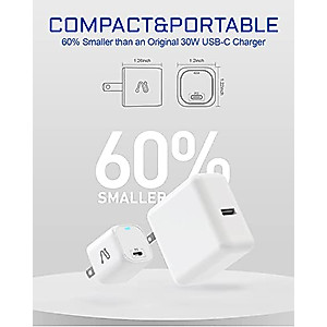 USB C Wall Charger 30W, Aergiatech PD PPS GaN USB C Power Adapter, Type C Fast Charging Block for iPhone 13 Pro Max/13/12 Pro Max, Pixel 6Pro/6, iPad Pro, MacBook Air, Galaxy S22+/S22 Ultra, White