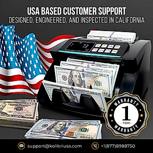 Kolibri Money Counter Machine - 1,500 bills per min, advanced counterfeit detection, set up in minutes, Add and Batch Modes, Cash Counter with LCD Display,3-year warranty - 24/7 US customer support
