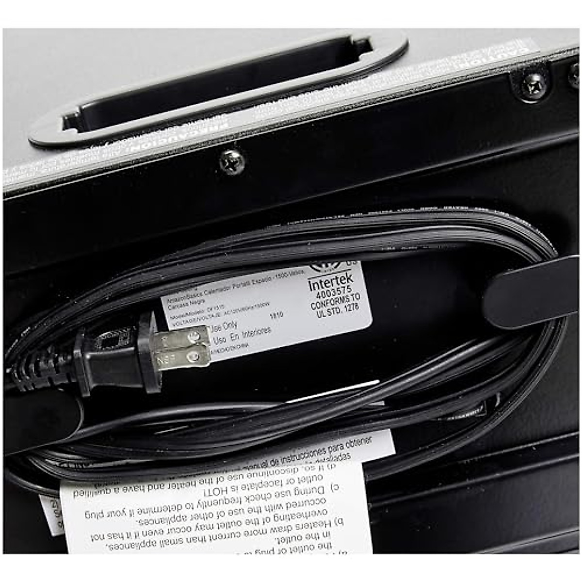 Amazon Basics Portable Space Heater, With Remote Control, Adjustable Thermostat, LED display, Energy-Saving ECO-Smart Setting, 1500W, Black, 11.4"D x 14.5"W x 14.7"H