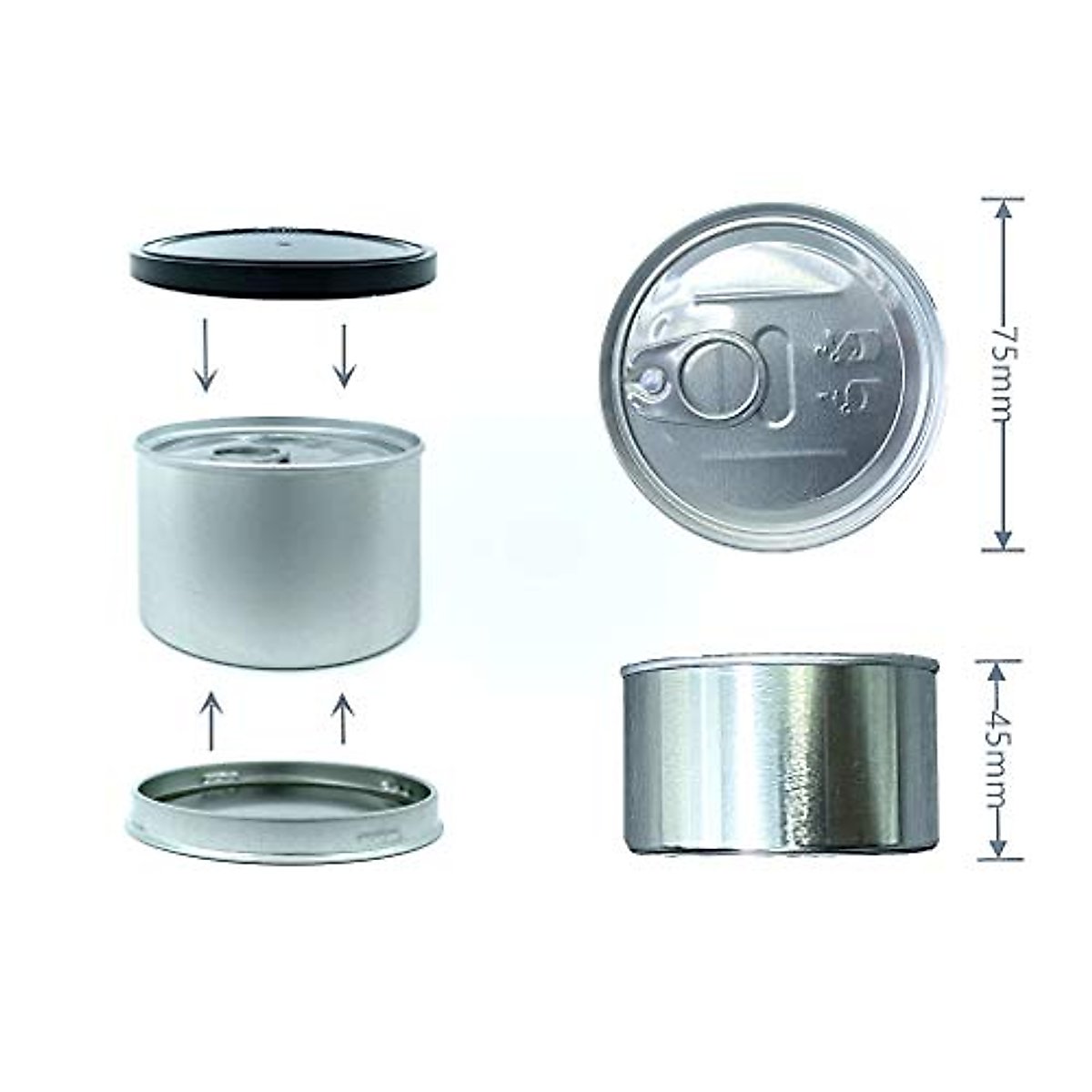 YEEPON 20sets Cali Press In Self-seal Tin Can with Lid - Tuna Can Hoop Ring - NO TOOLS NEEDED + 32Pieces can Labels【200ml/7g] (20sets)