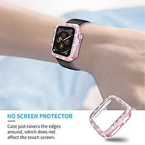 5Pack Protector Case Compatible with Apple Watch SE Series 6 5 4 44mm Cover, Double Row Bling Crystal Diamonds Protective Cover PC Plated Bumper Frame Accessories (5 Colors, 44mm)