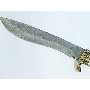 Lexon Handmade Damascus Steel Hunting Knife with Real Leather Sheath