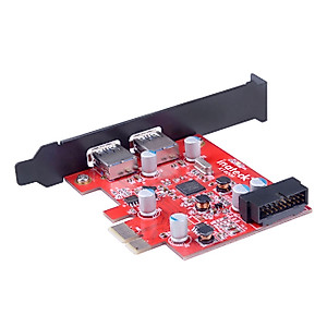 Inateck 2 Port PCIe USB 3.0 Card with Internal USB 3.0 20-Pin Connector - Expand Another Two USB 3.0 Ports, Compatible Mac Pro, No Additional Power Connection Needed