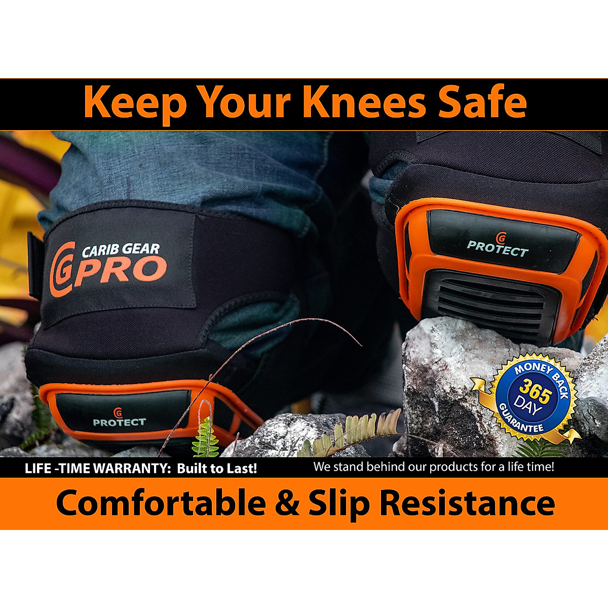 CARIB GEAR PRO Safty Knee Pads for Men and Women Work Construction | Work Heavy Duty Comfortable Anti-slip Double Straps Gel Knee Pads Tools for Flooring Cleaning, Tiling, Roofing and Gardening