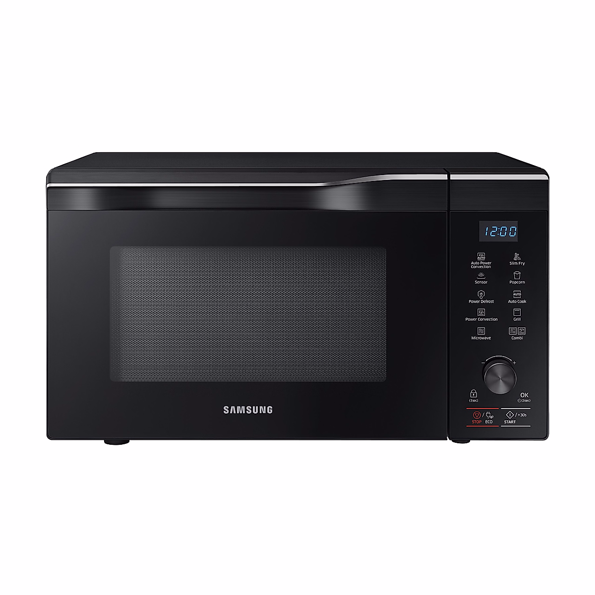 SAMSUNG 1.1 Cu Ft PowerGrill Countertop Microwave Oven w/ Power Convection, Ceramic Enamel Interior, Sensor Cook, Slim Fry, 1000 Watt, MC11K7035CG/AA, Fingerprint Resistant Stainless Steel, Black