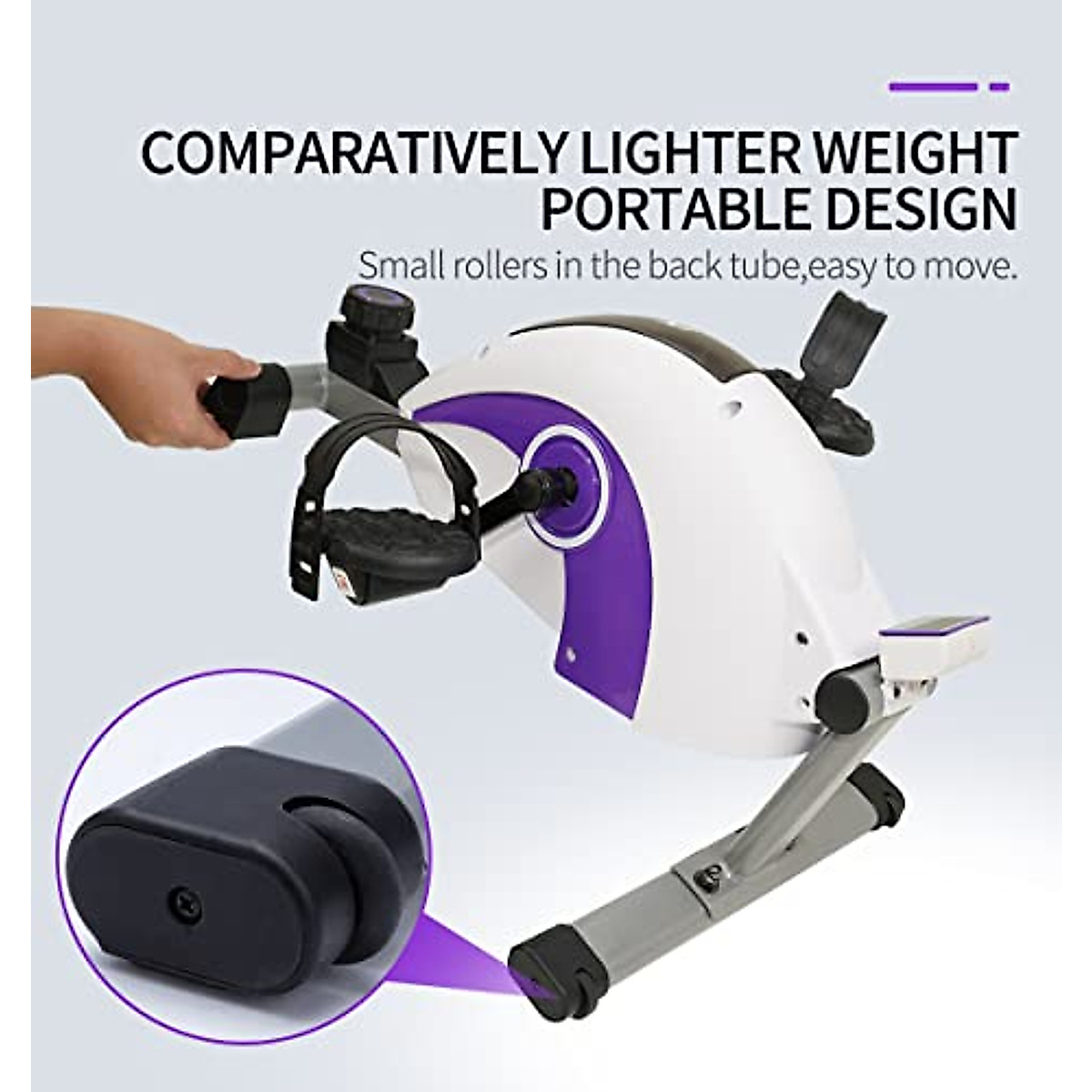 INSGYM Sitting Mini Exercise Bike - Recumbent Exercise Bikes for Home Steppers Exercise for Seniors While Sitting Under Desk Bike Exercise Equipment Hands Bike Pedal Exerciser IPE210 (Purple/White)