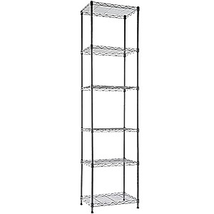 GIOTORENT 6-Tier Standing Shelving Metal Units, Adjustable Height Wire Shelf Display Rack for Laundry Bathroom Kitchen 16.6” x 11.6” x 63” (6-Tier-Down, Silver)