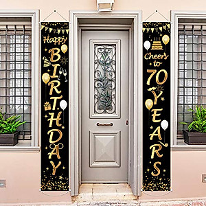 2 Pieces 70th Birthday Party Decorations Cheers to 70 Years Banner 70th Party Decorations Welcome Porch Sign for 70 Years Birthday Supplies (70th Birthday)