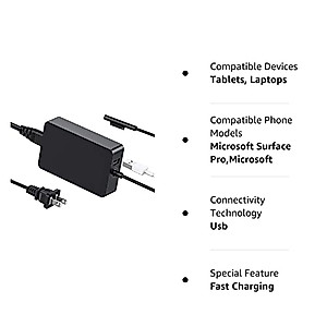 DHMXDC Surface Charger 44W 15V 2.58A Compatible with Microsoft Surface Laptop 1/2/3, New Surface Pro 7/6/5/4/3/X, Surface Book 1/2, Surface Go 1/2