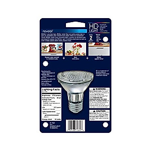 GE Reveal Light Bulb, 35 Watt, HD+ Light, PAR20 Indoor Floodlight Bulb, Medium Base (1 Pack)