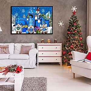 Akahllc Christmas Diamond Painting Kits,Gnome Diamond Art Kit for Adults,Winter Diamond Art Kit 5D Winter Paint with Diamond Full Drill for Parents-Children Interrction,Wall Decor(12x16)