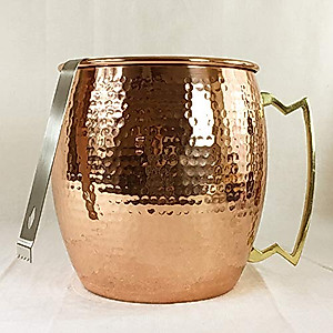 Pure Hammered Copper Ice Bucket with Tongs - 1.3 Gallon Champagne and Wine Bucket Cooler - 5 Quart Ice Buckets for Parties by Lifestyle Banquet